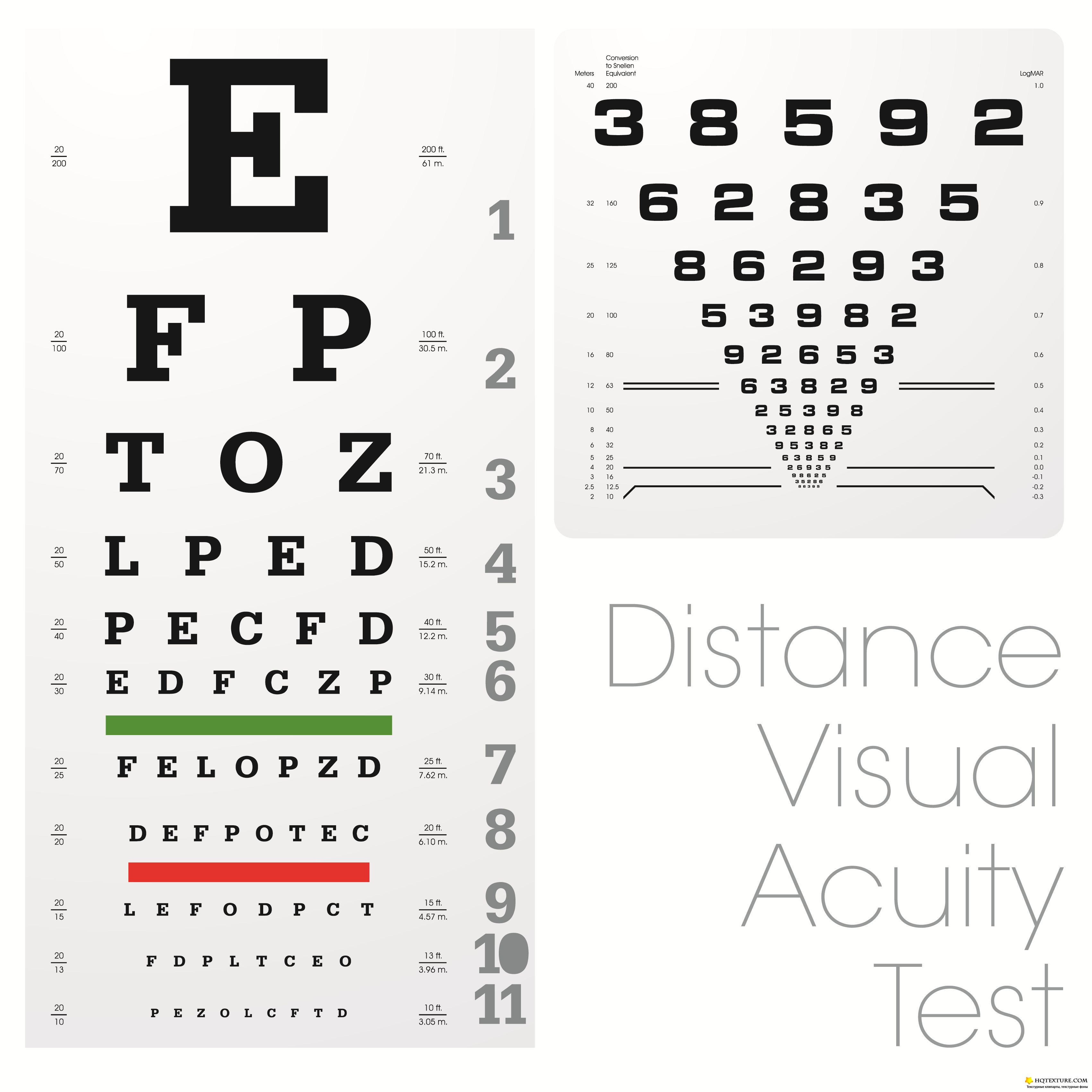 Stock Vector Distance Visual Acuity Test 